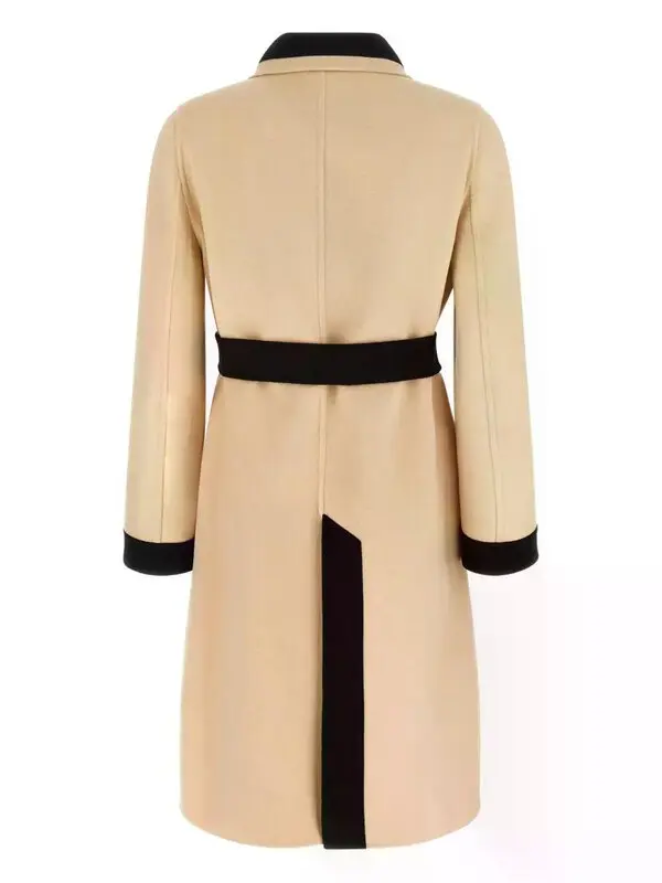 Valentino Garavani Belted Contrast-trim Coat - Neutrals