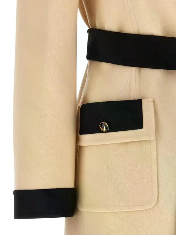 Valentino Garavani Belted Contrast-trim Coat - Neutrals