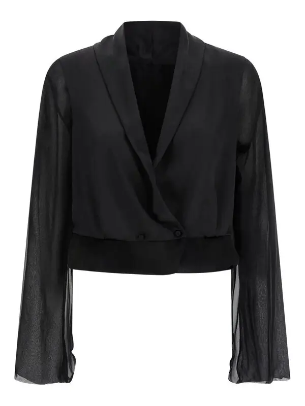 Alberta Ferretti V-neck Silk Blouse With Semi-sheer Sleeves