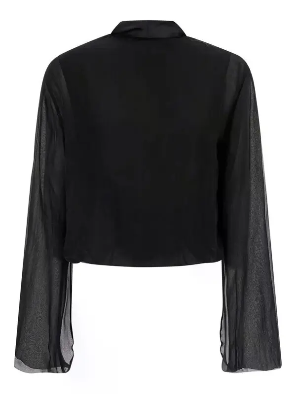 Alberta Ferretti V-neck Silk Blouse With Semi-sheer Sleeves