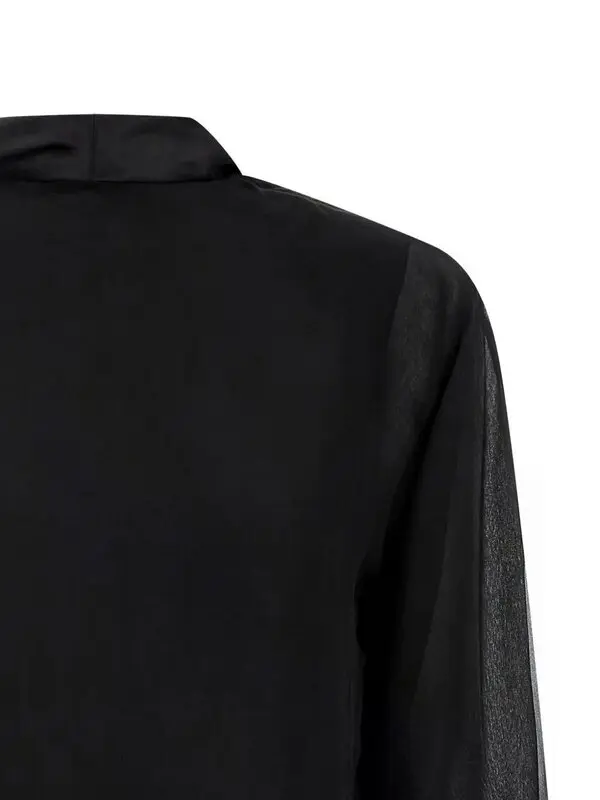 Alberta Ferretti V-neck Silk Blouse With Semi-sheer Sleeves