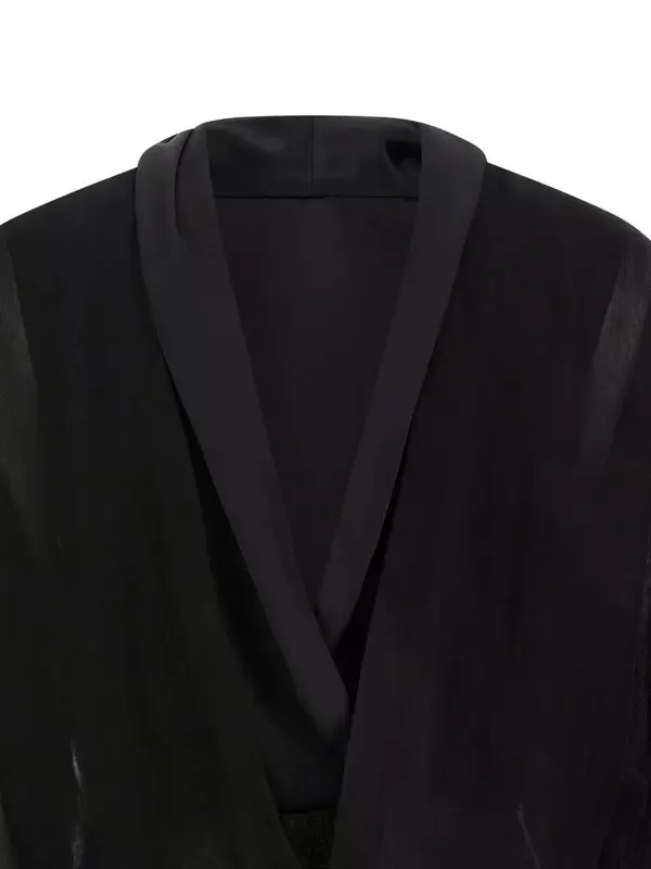 Alberta Ferretti V-neck Silk Blouse With Semi-sheer Sleeves