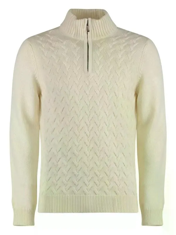 MOORER Cable-knit Half-zip Sweater