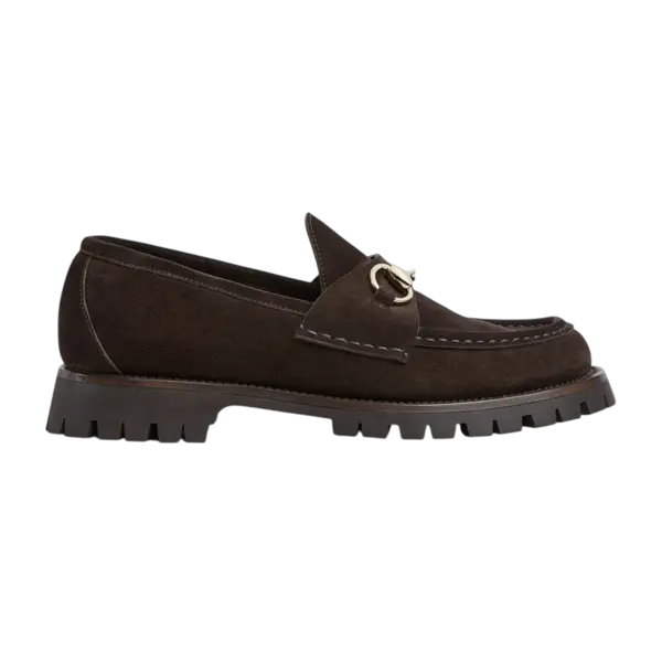 Gucci Suede Loafer With Horsebit And Lug Sole - Brown