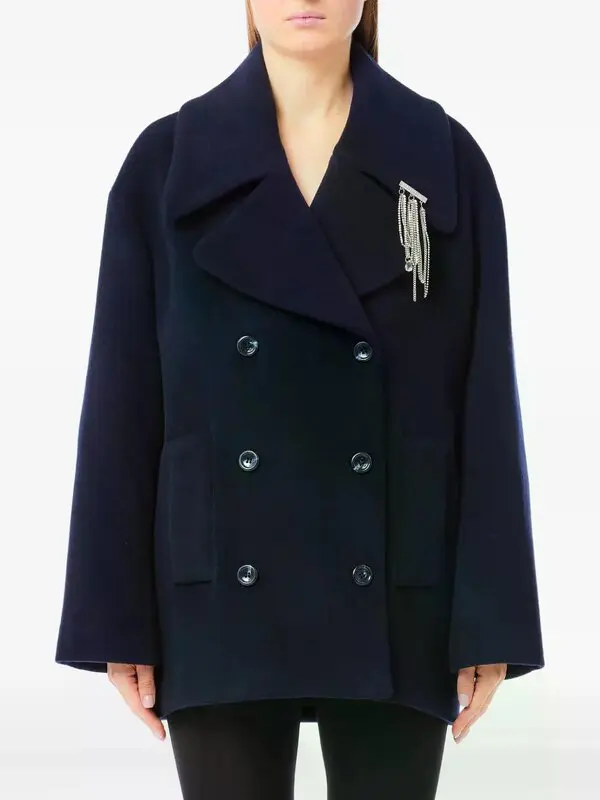 Liu Jo Double-breasted Pea Coat With Chain Embellishment