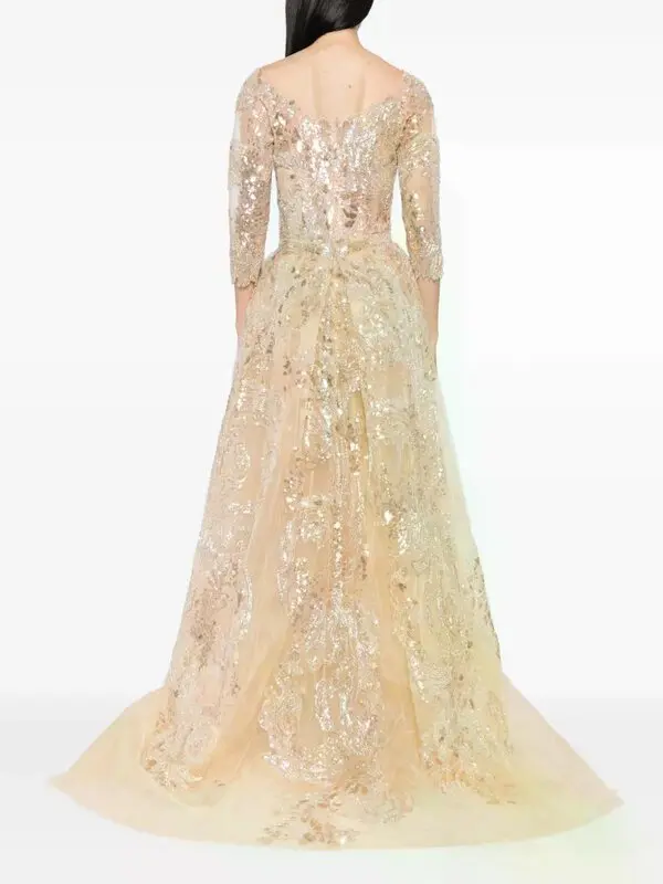SAIID KOBEISY Sequin-embroidered Dress - Neutrals