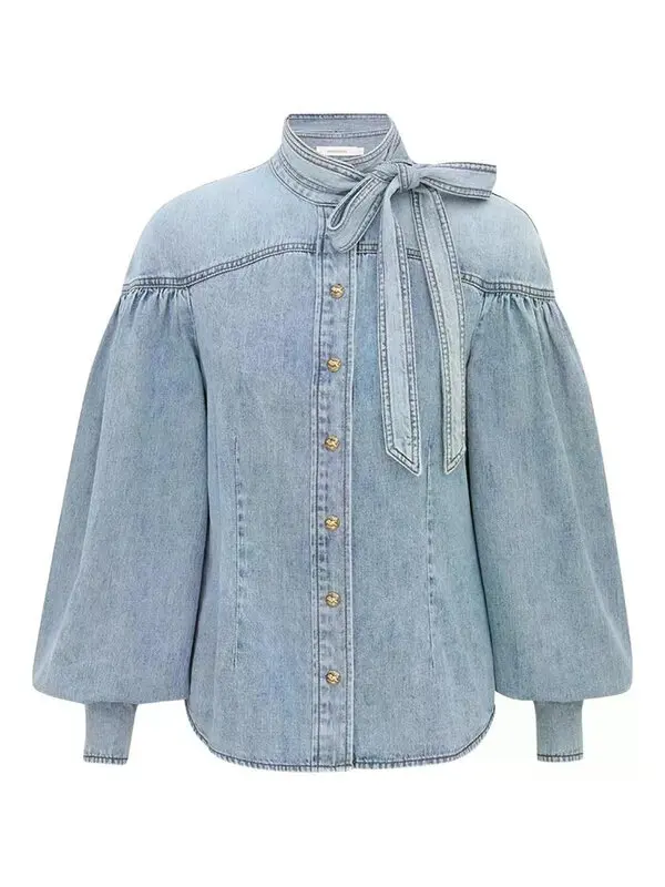 Zimmermann Denim Tie-neck Shirt