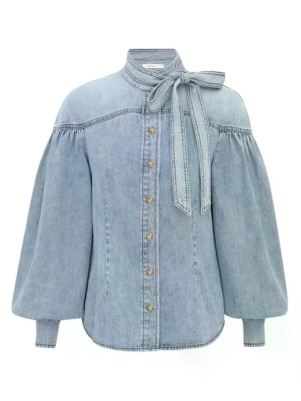 Zimmermann Denim Tie-neck Shirt