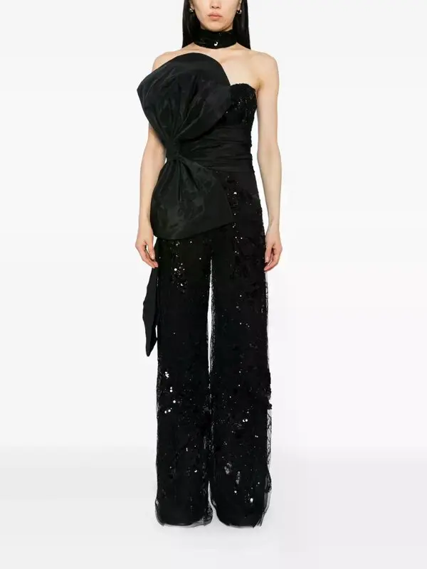 SAIID KOBEISY Strapless Sequin-embroidered Jumpsuit With Detachable Bow
