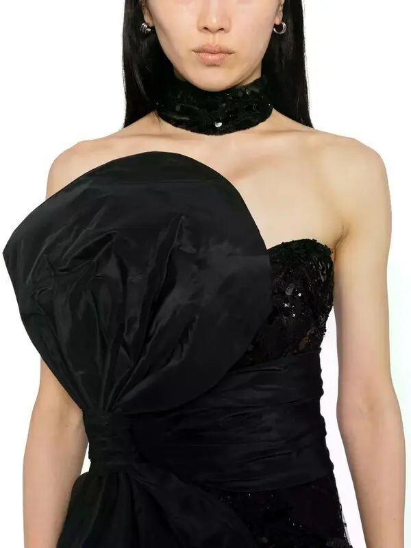 SAIID KOBEISY Strapless Sequin-embroidered Jumpsuit With Detachable Bow