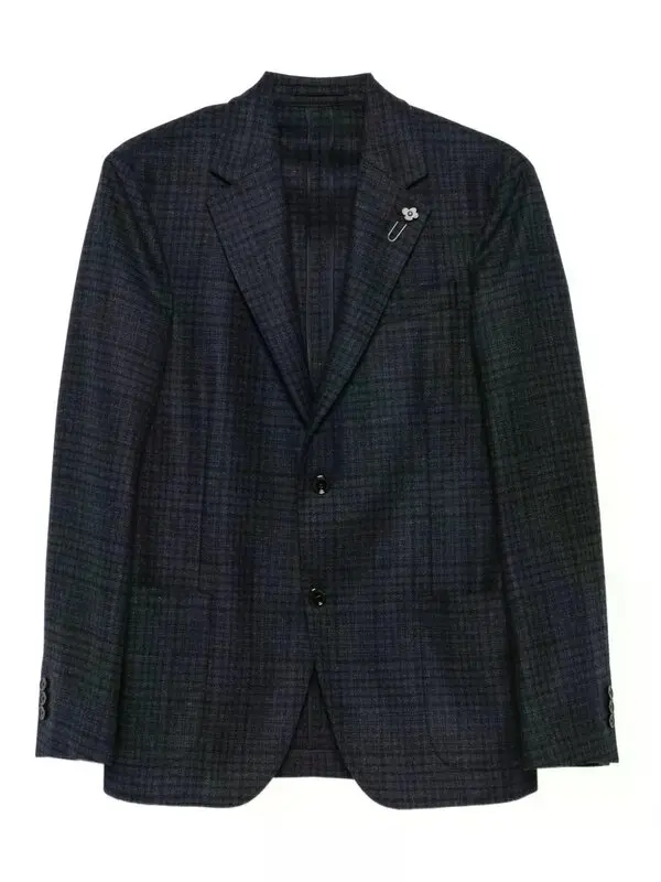 LARDINI Checked Two-button Blazer - Blue