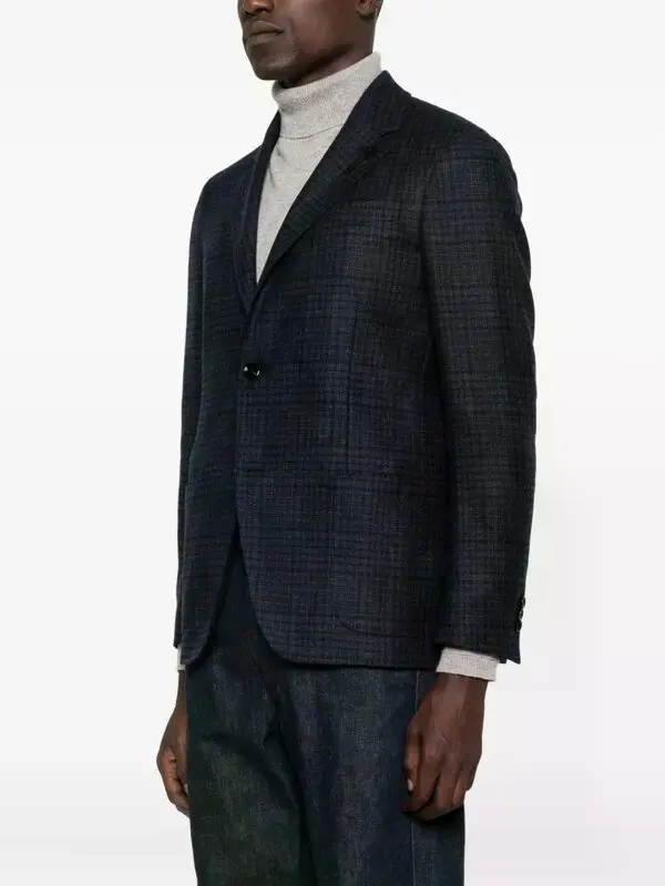 LARDINI Checked Two-button Blazer - Blue