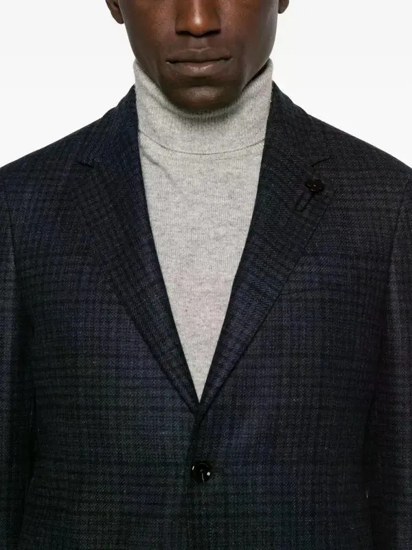 LARDINI Checked Two-button Blazer - Blue