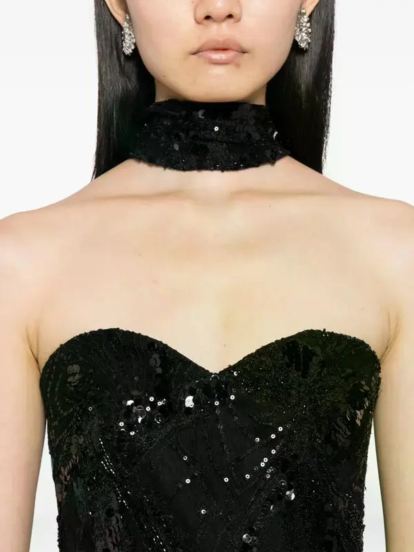 SAIID KOBEISY Embroidered Strapless Gown