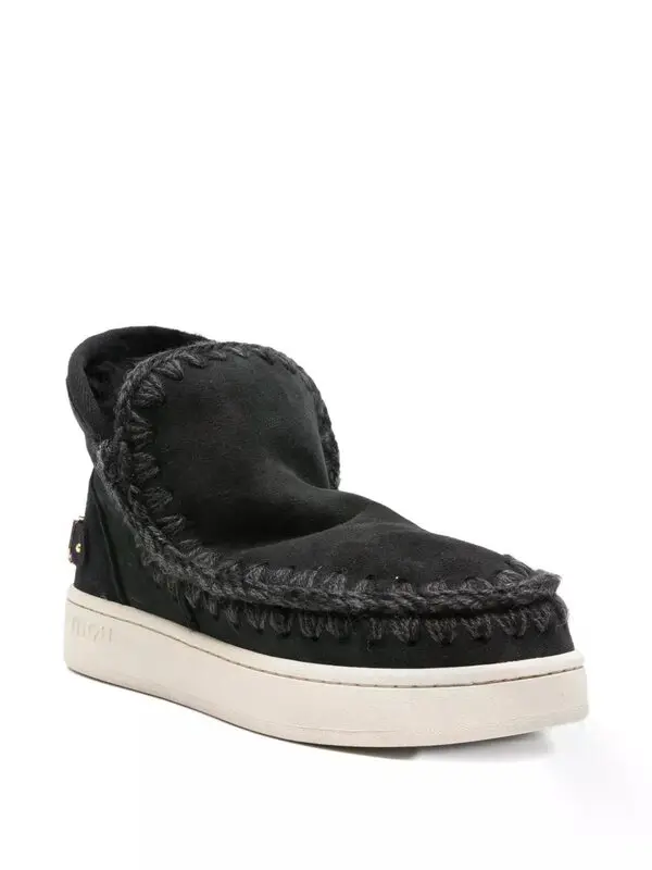 Mou Braided-trim Suede Boots - Black