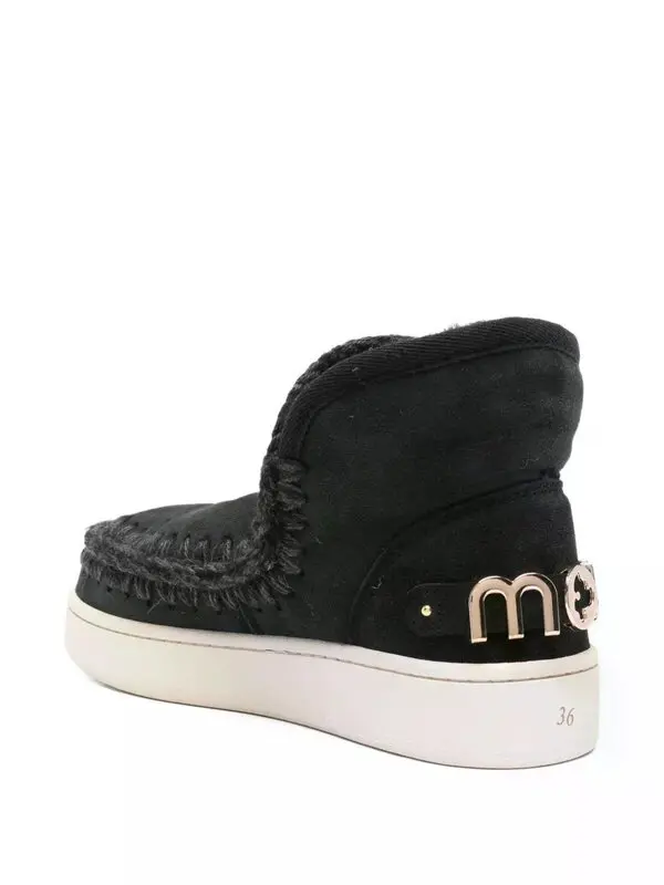 Mou Braided-trim Suede Boots - Black