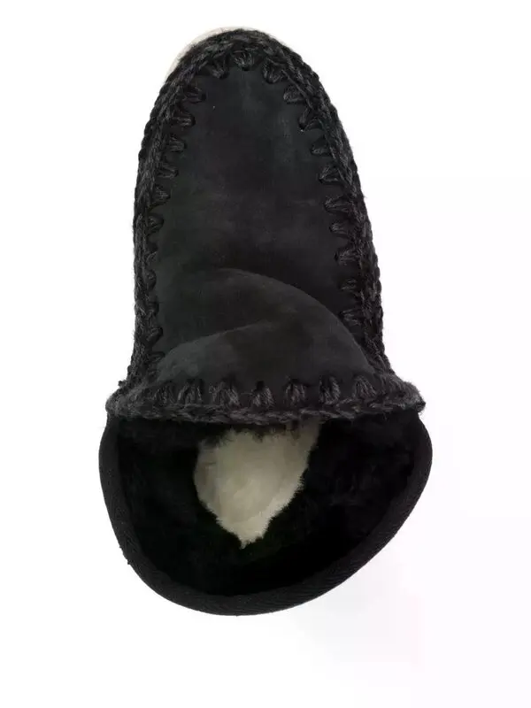 Mou Braided-trim Suede Boots - Black