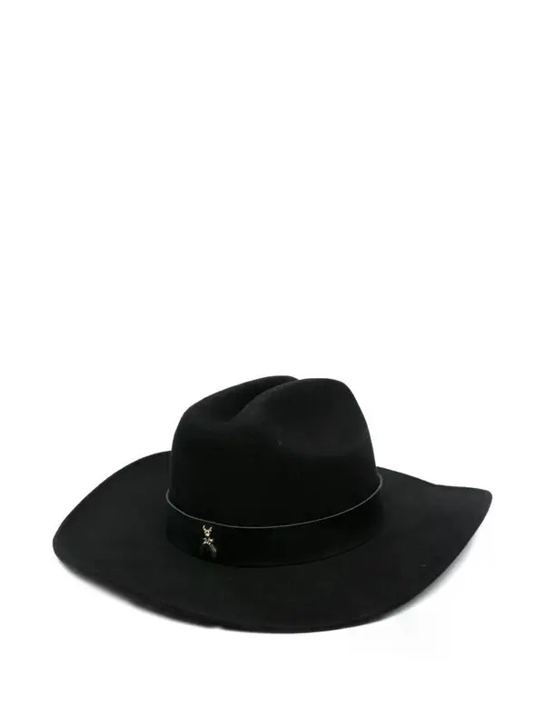 Patrizia Pepe Chain-embellished Wool Hat - Black