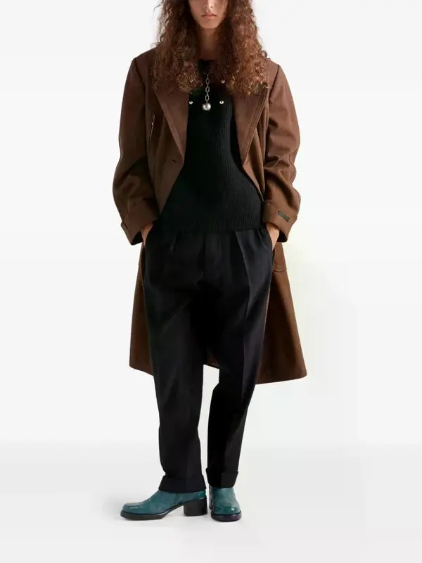 Prada Wool Crew-neck Sweater With Pendant - Black