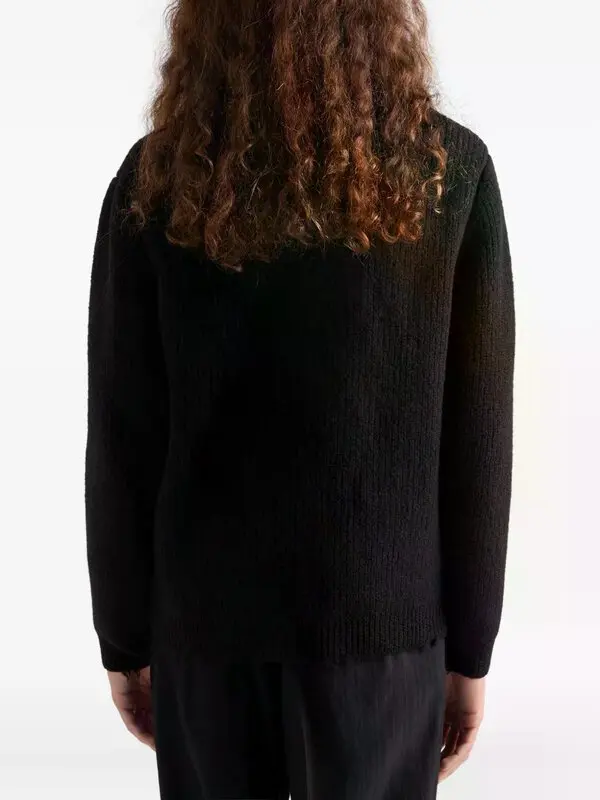 Prada Wool Crew-neck Sweater With Pendant - Black