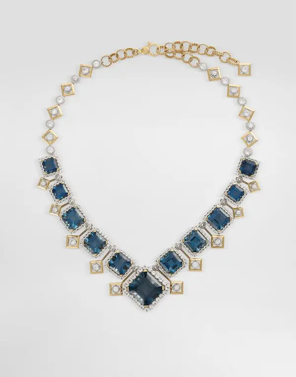 Dolce & Gabbana White And Yellow Necklace With Topazes And Sapphires - Gold
