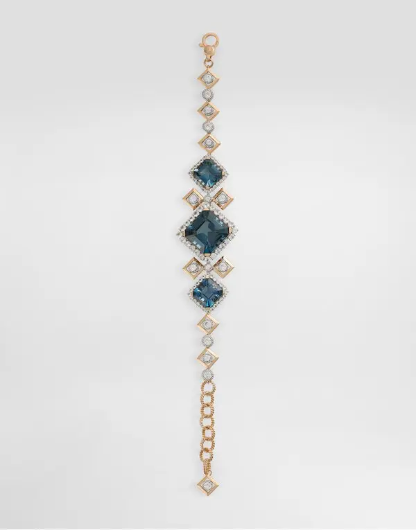 Dolce & Gabbana Eleganza Bracelet With Topazes And Sapphires - Gold