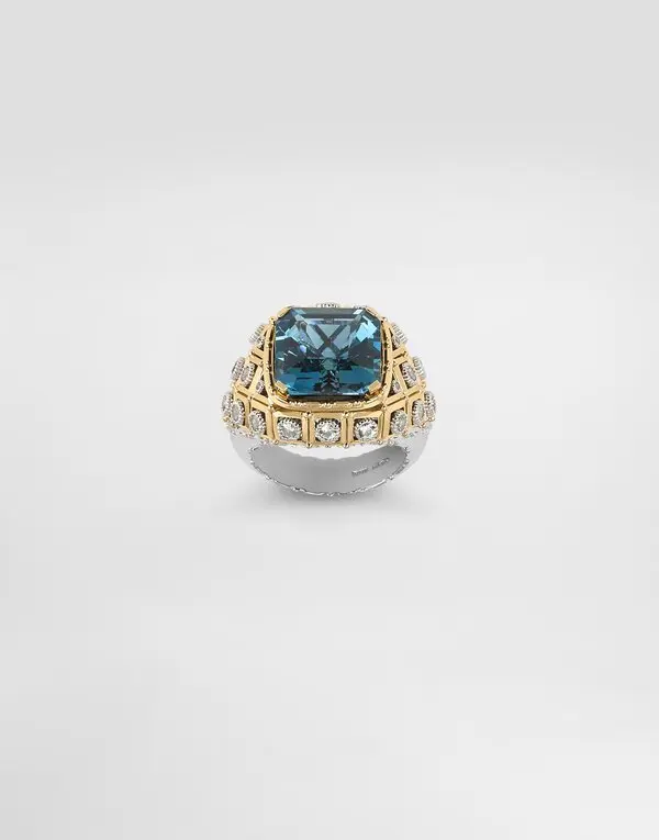 Dolce & Gabbana Fine Ring White And Yellow With Topaz And Sapphires - Gold