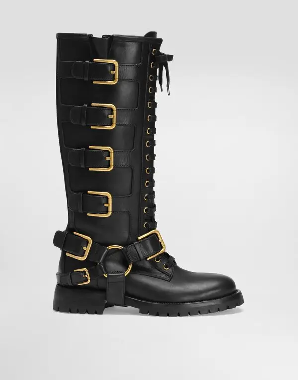 Dolce & Gabbana Smooth Leather Biker Boots