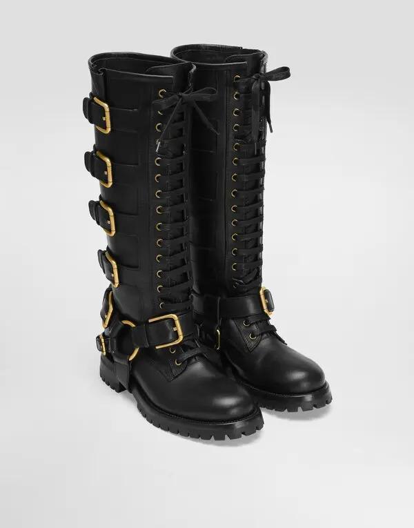Dolce & Gabbana Smooth Leather Biker Boots