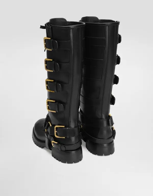 Dolce & Gabbana Smooth Leather Biker Boots