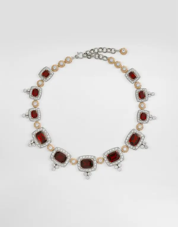 Dolce & Gabbana Eleganza Garnet And Sapphire Necklace - White