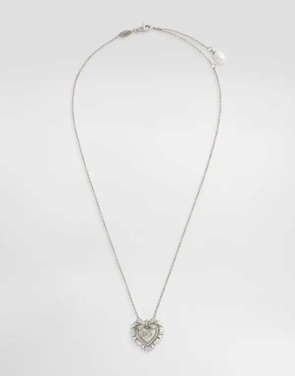 Dolce & Gabbana Devotion Diamond And Pearl Necklace - White