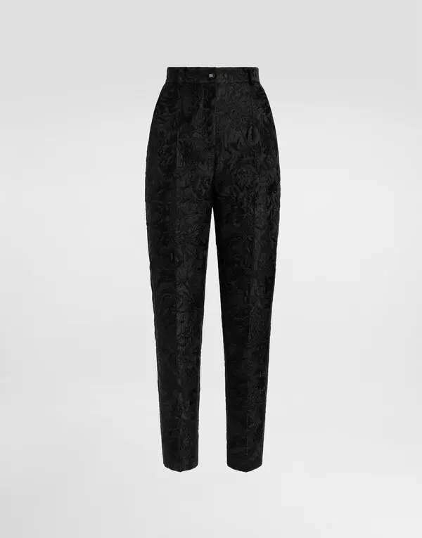Dolce & Gabbana Peony-motif Brocade Cigarette Trousers