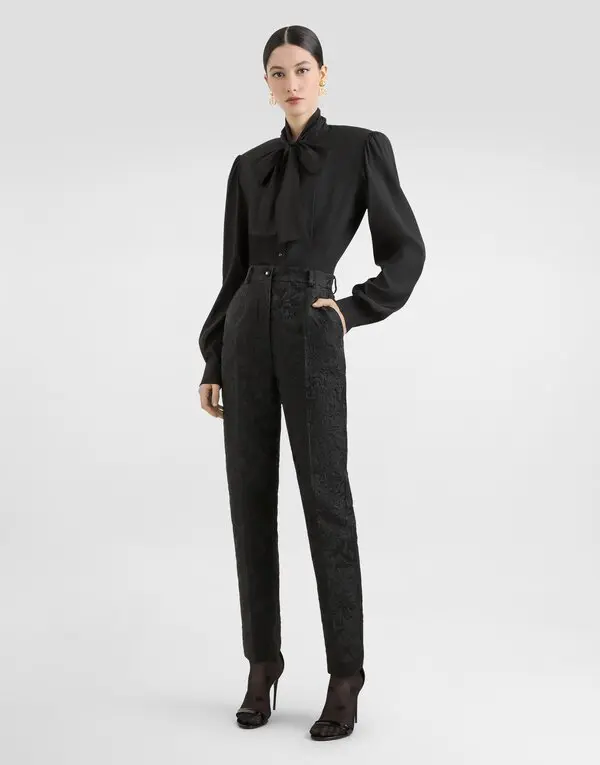 Dolce & Gabbana Peony-motif Brocade Cigarette Trousers
