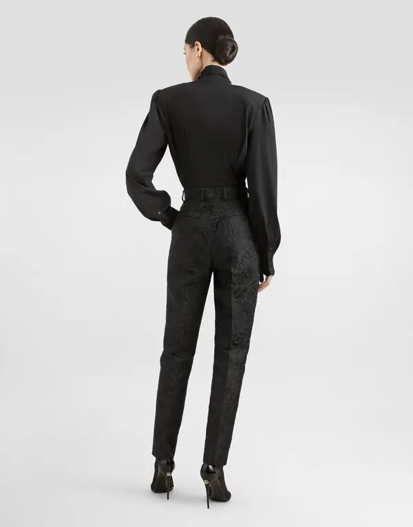 Dolce & Gabbana Peony-motif Brocade Cigarette Trousers