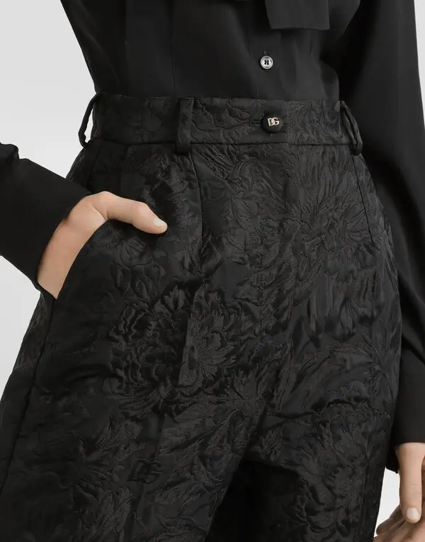Dolce & Gabbana Peony-motif Brocade Cigarette Trousers