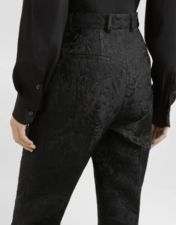 Dolce & Gabbana Peony-motif Brocade Cigarette Trousers