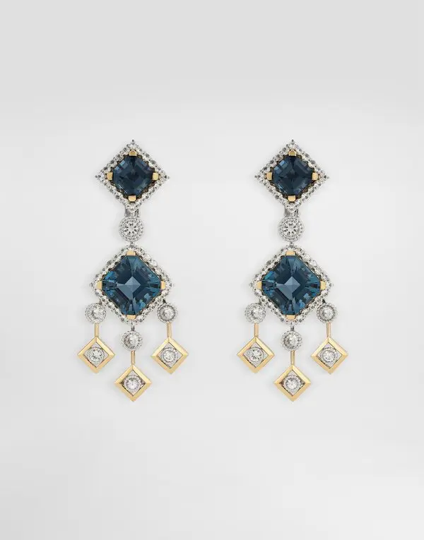 Dolce & Gabbana Topaz And Sapphire Drop Earrings - Gold