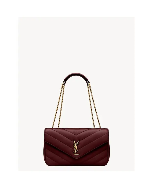 Saint Laurent Loulou Medium Matelasse Lambskin Shoulder Bag - Rouge Cabernet