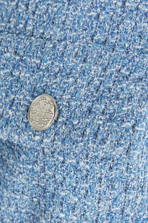 Maje Metallic Cotton-blend Tweed Jacket - Light Blue