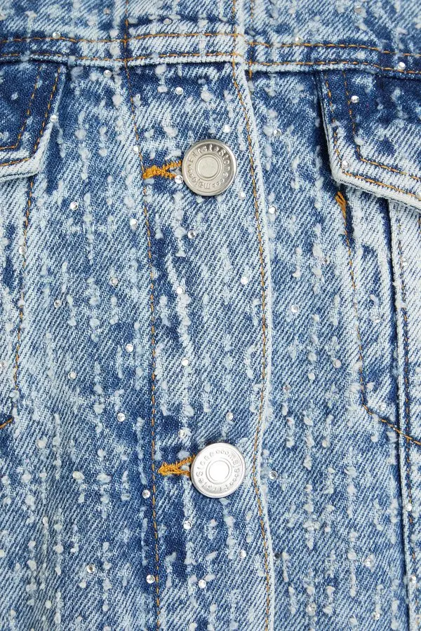 Maje Crystal-embellished Denim Trucker Jacket