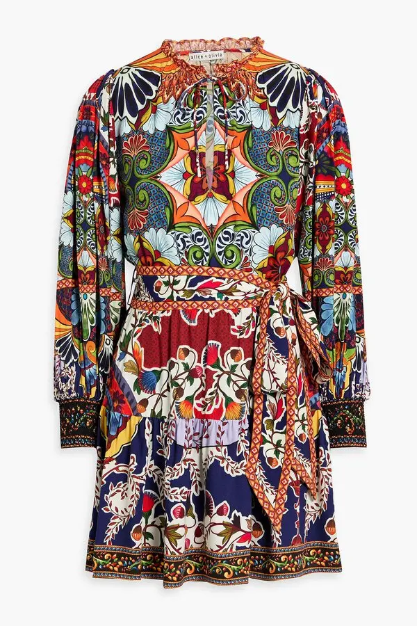 Alice + Olivia Printed Crepe Mini Dress