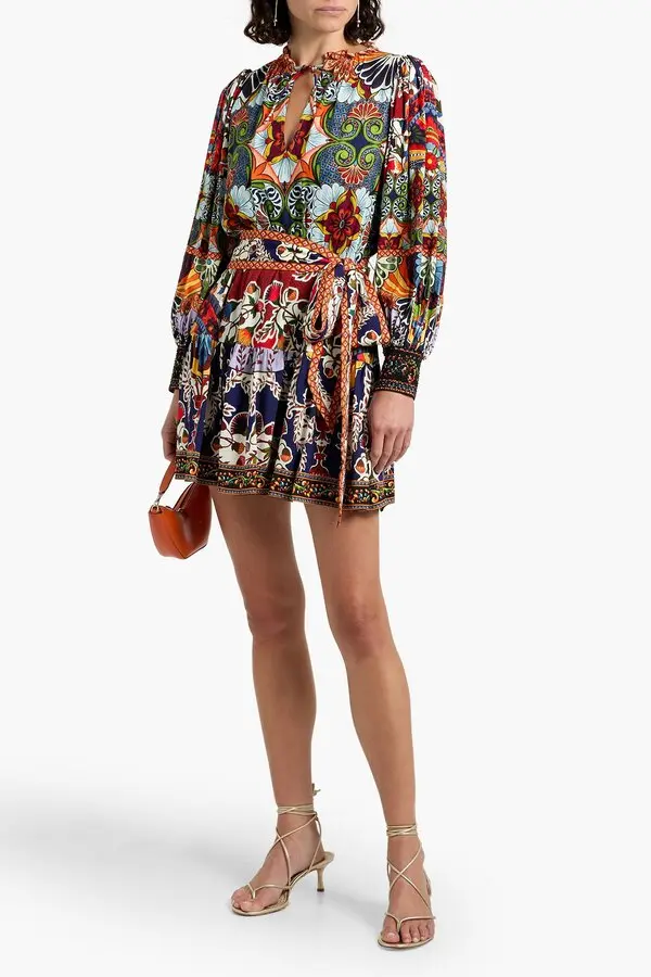 Alice + Olivia Printed Crepe Mini Dress