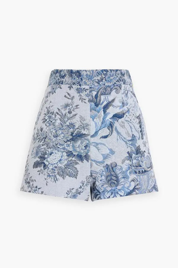 Alice + Olivia Hera Floral-jacquard Shorts - Sky Blue