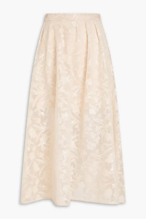 Maje Sequined Mesh Midi Skirt