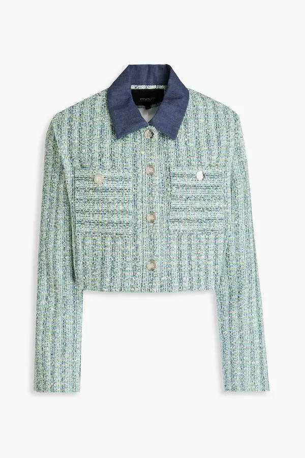 Maje Cropped Metallic Tweed Jacket