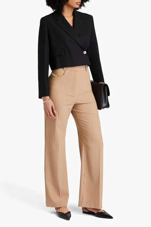 Maje Cropped Double-breasted Twill Blazer