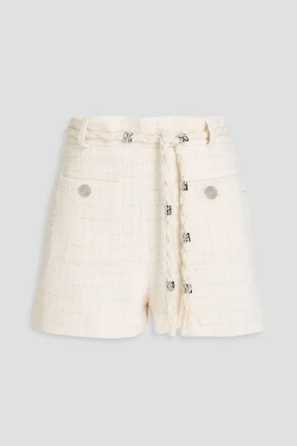 Maje Metallic Checked Tweed Shorts