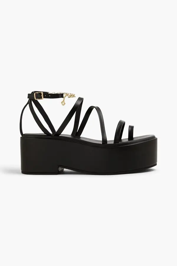 Maje Chain-embellished Leather Platform Sandals - Black