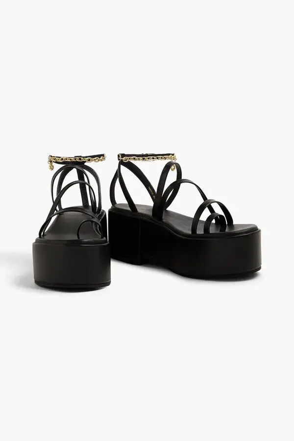 Maje Chain-embellished Leather Platform Sandals - Black